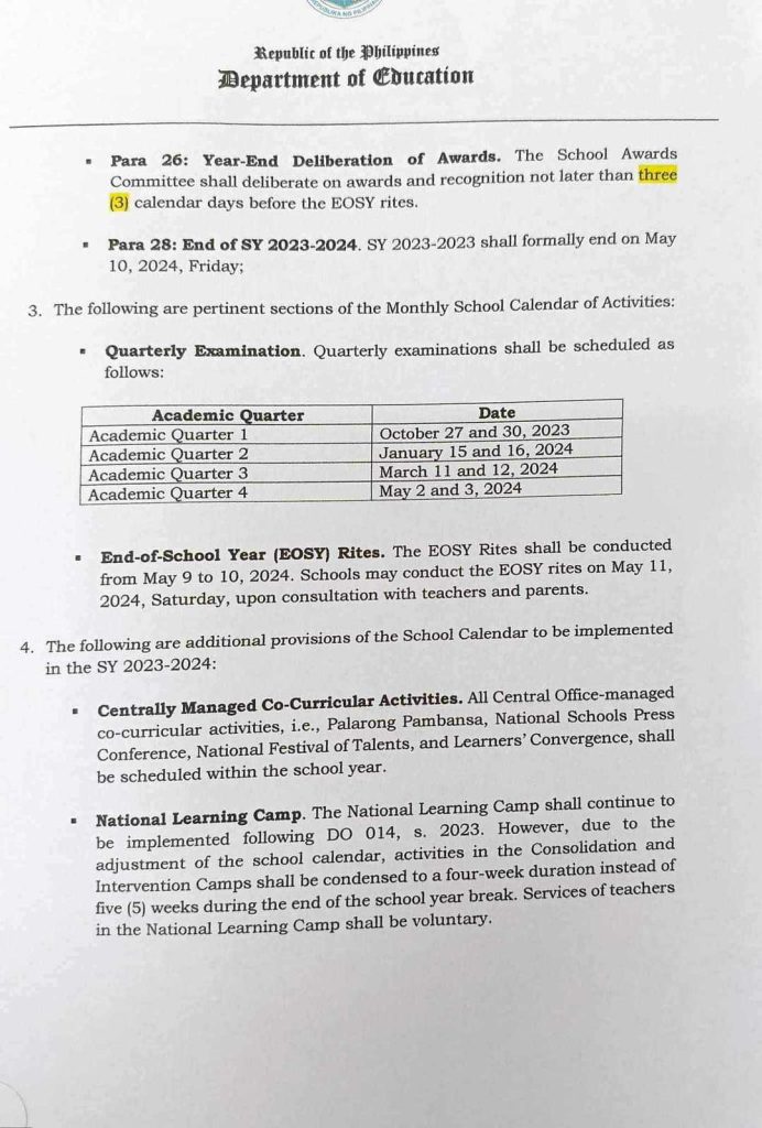 DepEd School Calendar for School Year 2023-2024 | Helpline PH